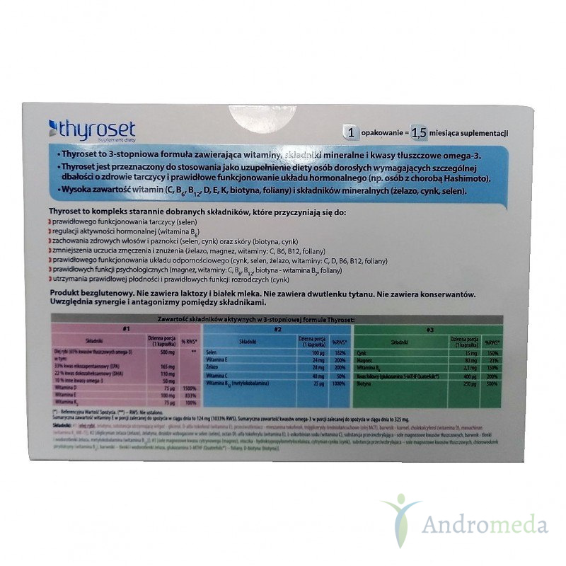 Thyroset 135 kapsułek na tarczycę (Hashimoto) - Bio sklep Andromeda